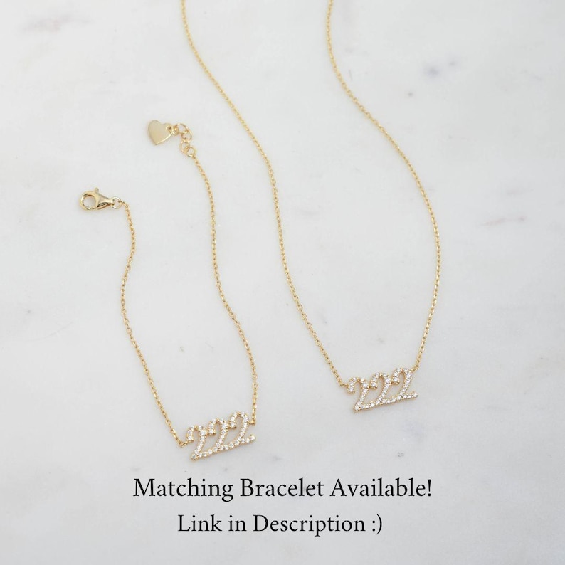 222 Necklace, Angel Number Necklace, Dainty Necklace, Gold Necklace ...
