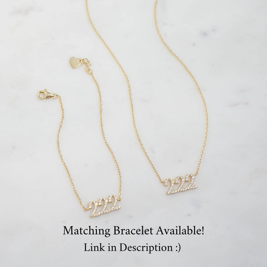 222 Necklace, Angel Number Necklace, Dainty Necklace, Gold Necklace ...