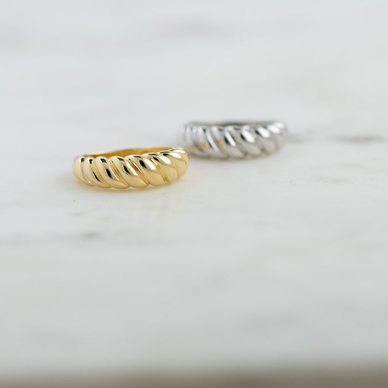 Croissant Ring Gold Croissant Ring Twist Ring Signet Ring - Etsy