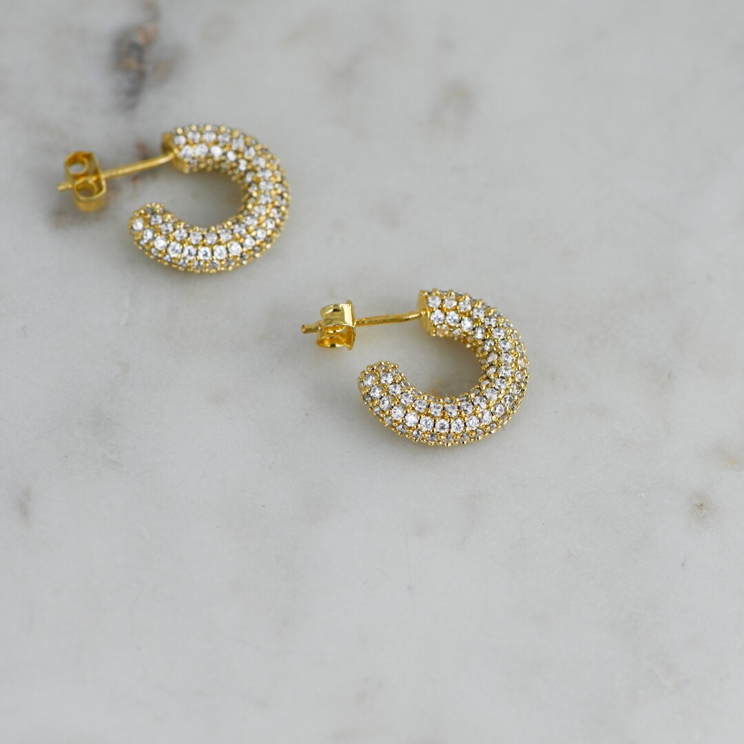 Hoop Earrings, Studded Hoops, Gold Hoop Earrings, Small Hoops, Chunky ...