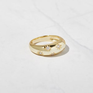 Dome Ring, Gold Dome Ring, Silver Dome Ring, Star Ring, Celestial ...