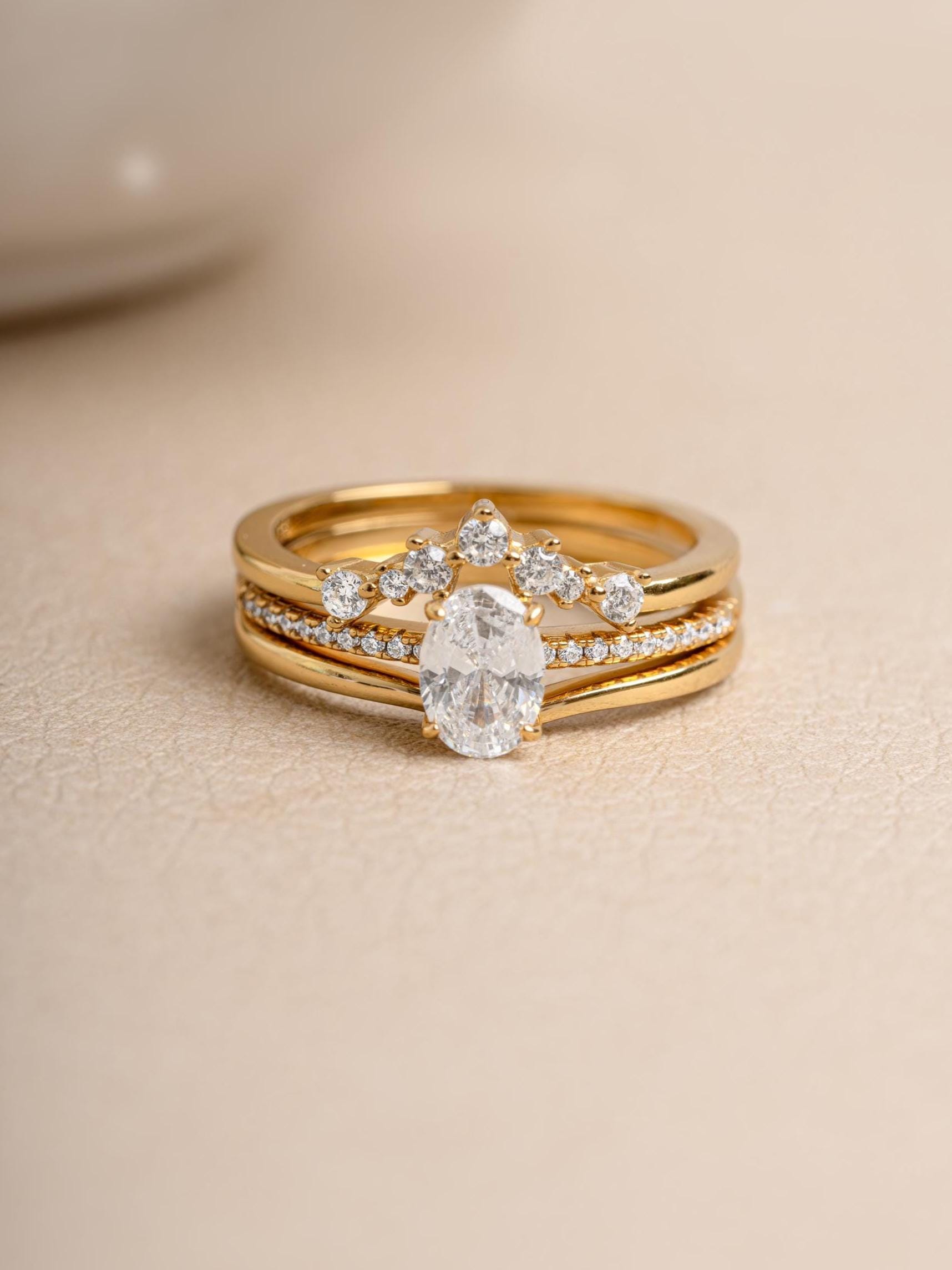 Oval Engagement Ring Set by Sami Jewels, Promise Ring Set, Engagement ...