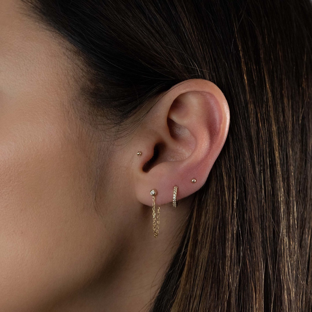 Chain Earrings, Chain and Stud Earrings, Dangle Chain Earrings, Stud ...