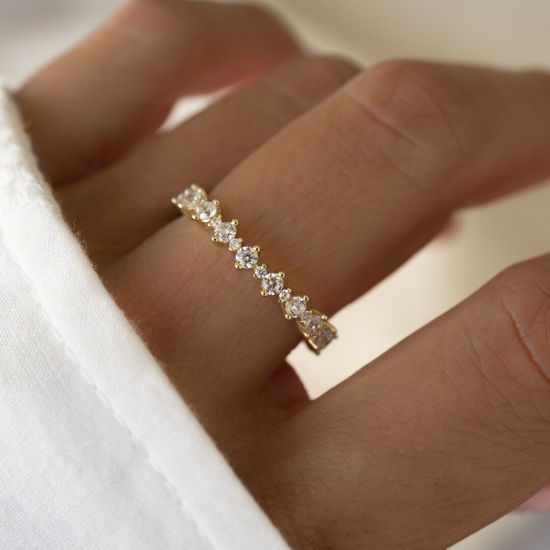 Eternity Ring Dainty Diamond Stacking Gold Minimalist Ring CZ Ring ...