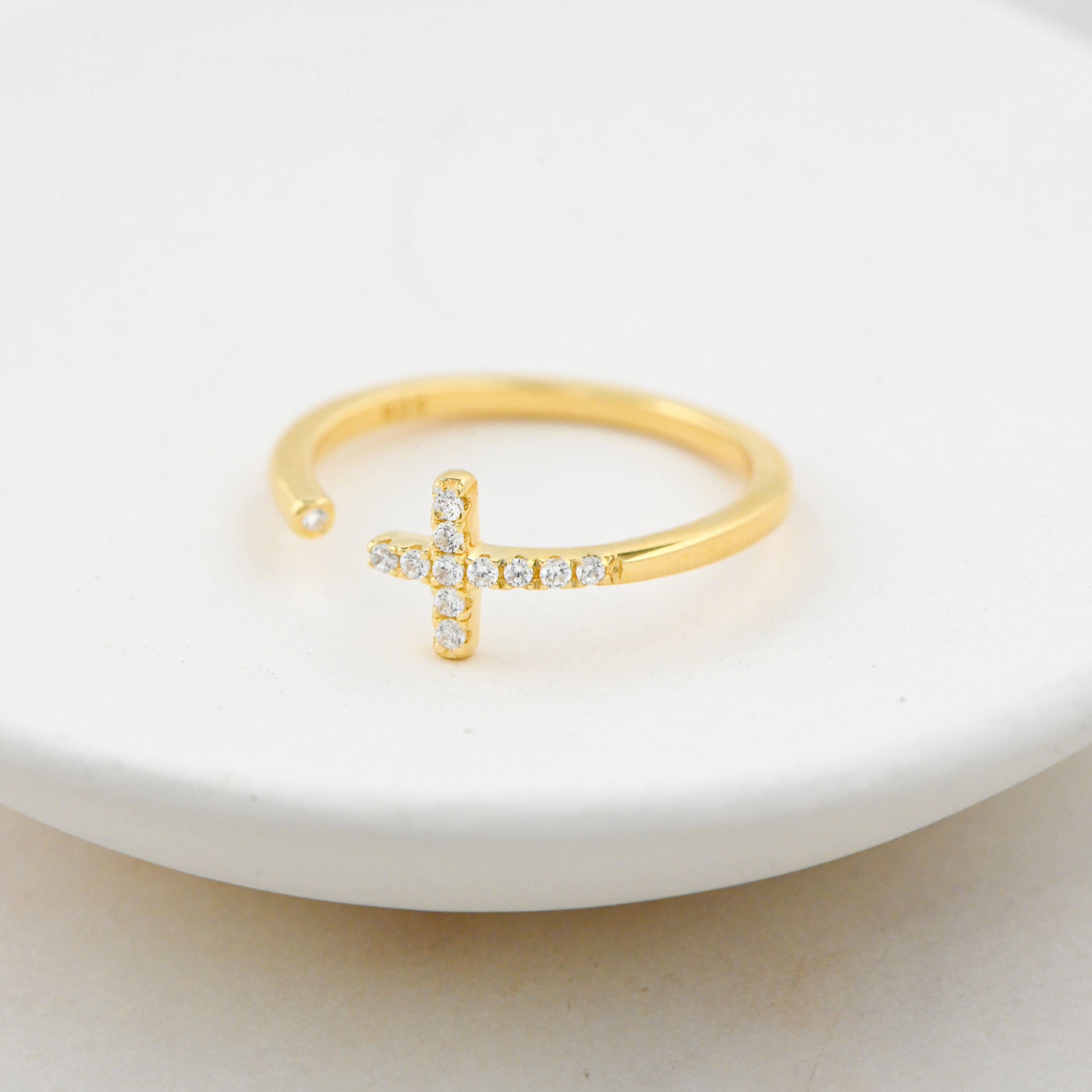 Cross Ring, Sideways Cross Ring, Dainty Cross Ring, Cross Ring With CZ ...