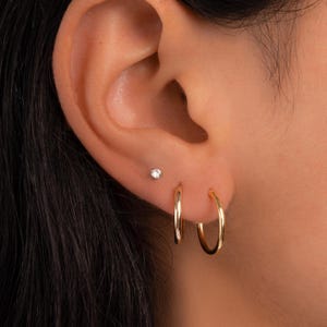 13mm Hoop Earrings, Mini Gold Hoops, Dainty Hoop Earrings, Thin Hoop ...