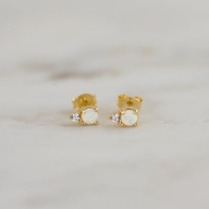 Opal Earrings Opal Studs Opal Stud Earrings Silver Studs - Etsy