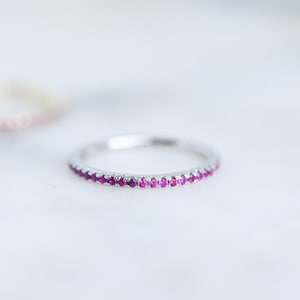 Dainty Ruby Stacking Eternity Ring Gold Minimalist Ring Ruby Ring July Birthstone Gift for Her ...