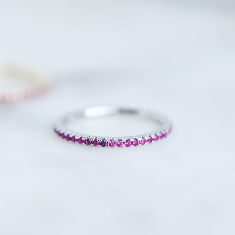 Dainty Ruby Stacking Eternity Ring Gold Minimalist Ring Ruby - Etsy
