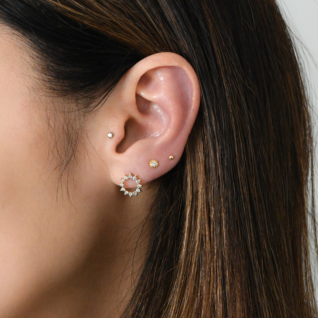 Tiny Earrings, Tiny Stud Earrings, Minimalist Earrings, Cartilage Ear ...