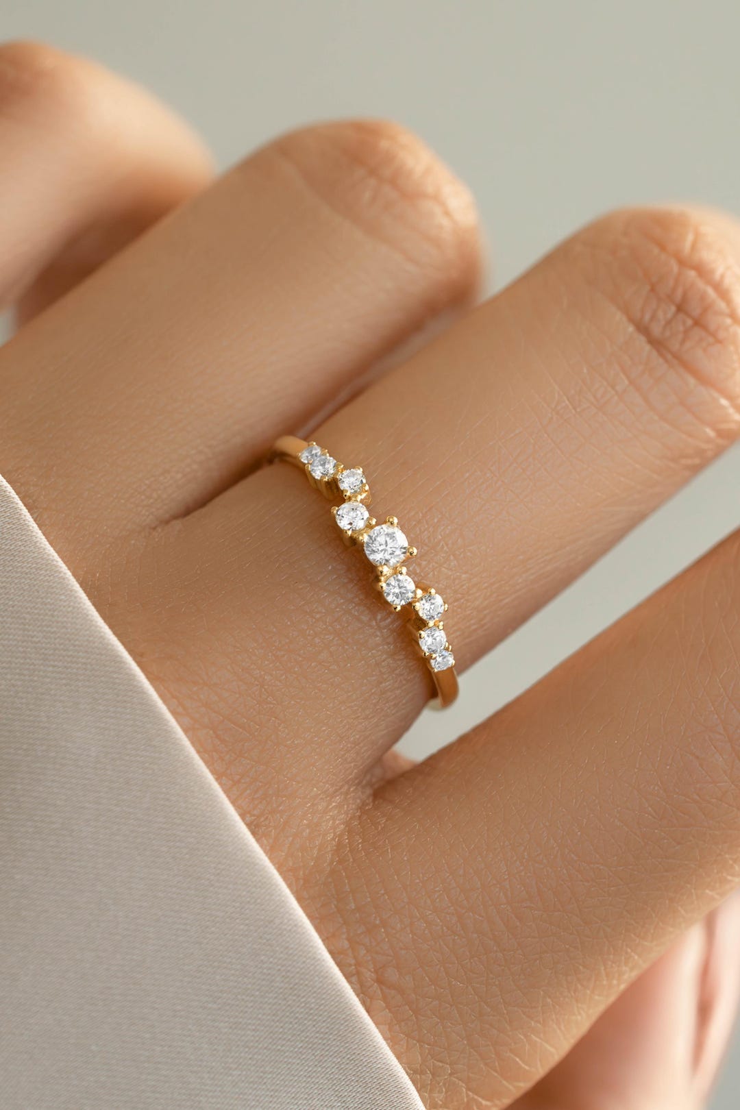 Multi-stone Cluster Ring by Sami Jewels, Diamond Ring, Stackable Rings ...