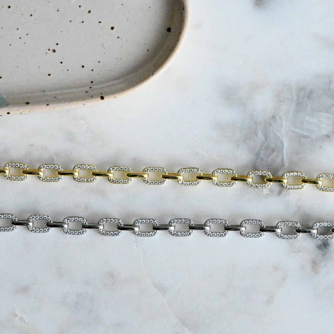 Pave Link Bracelet Diamond Bracelet Chain Chain Link - Etsy