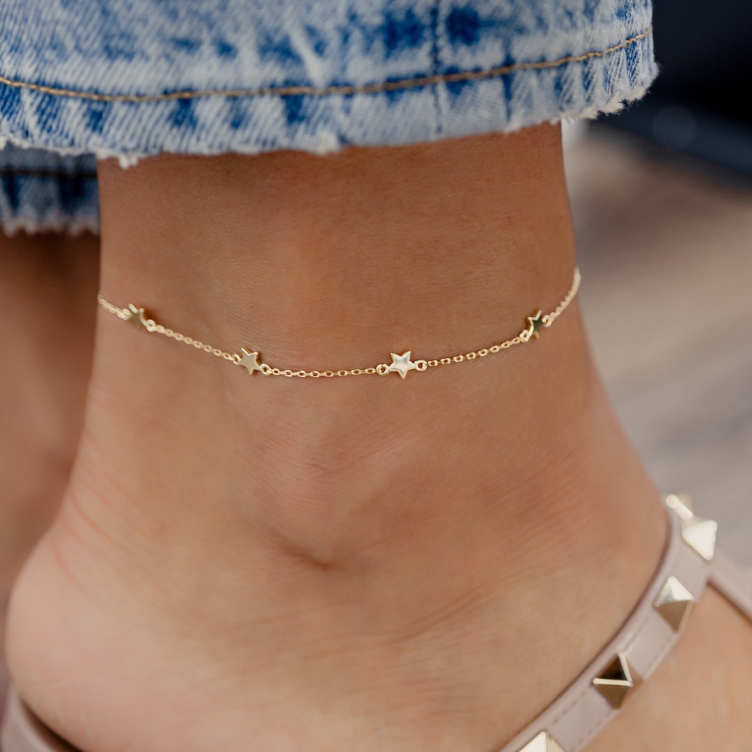 Star Anklet by Sami Jewels, Dainty Star Ankle Bracelet, Minimalist ...