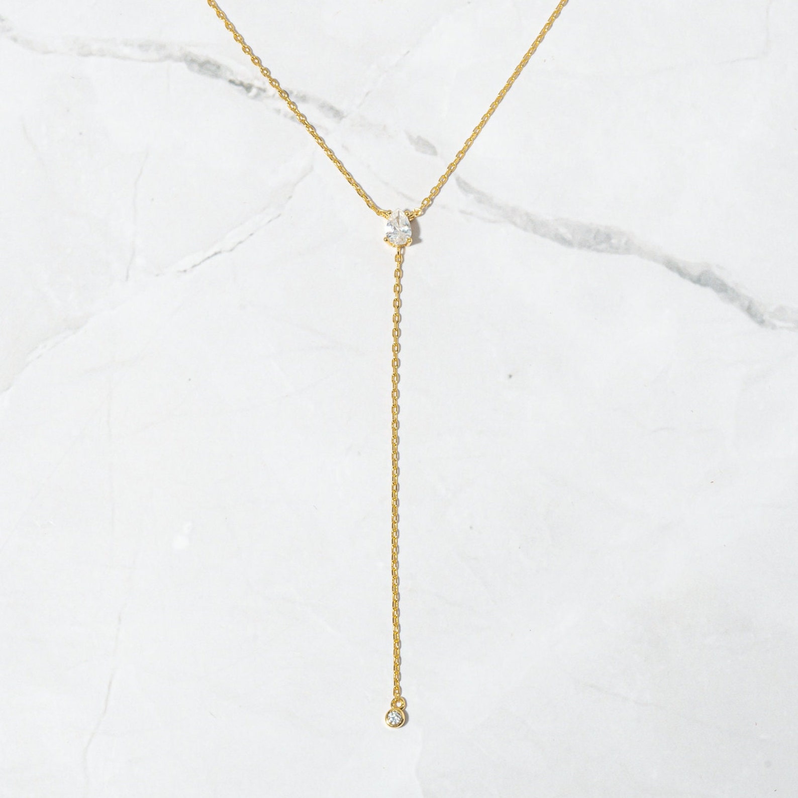 Lariat Necklace, Y Necklace, Dainty Necklace, Diamond Necklace ...