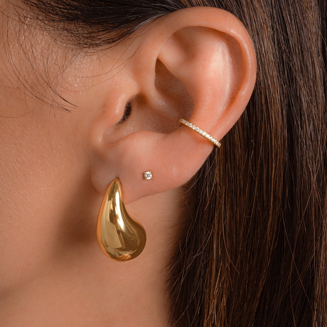 Bottega Earrings, Teardrop Earrings, Gold Hoop Earrings, Chunky ...