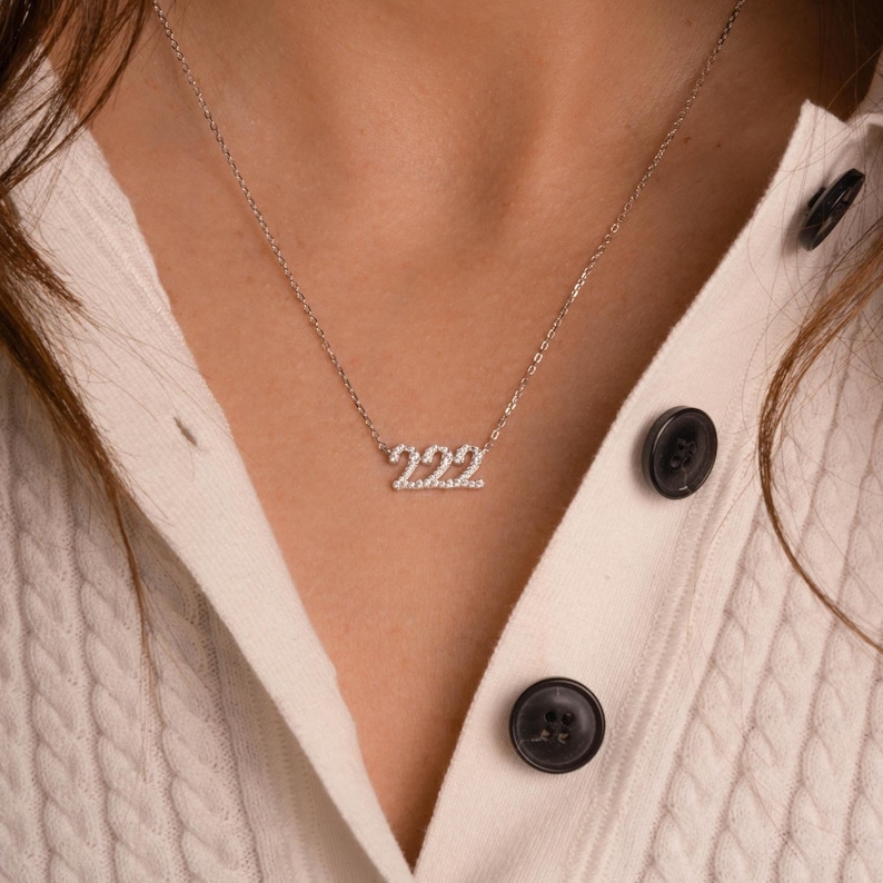 222 Necklace, Angel Number Necklace, Dainty Necklace, Gold Necklace ...