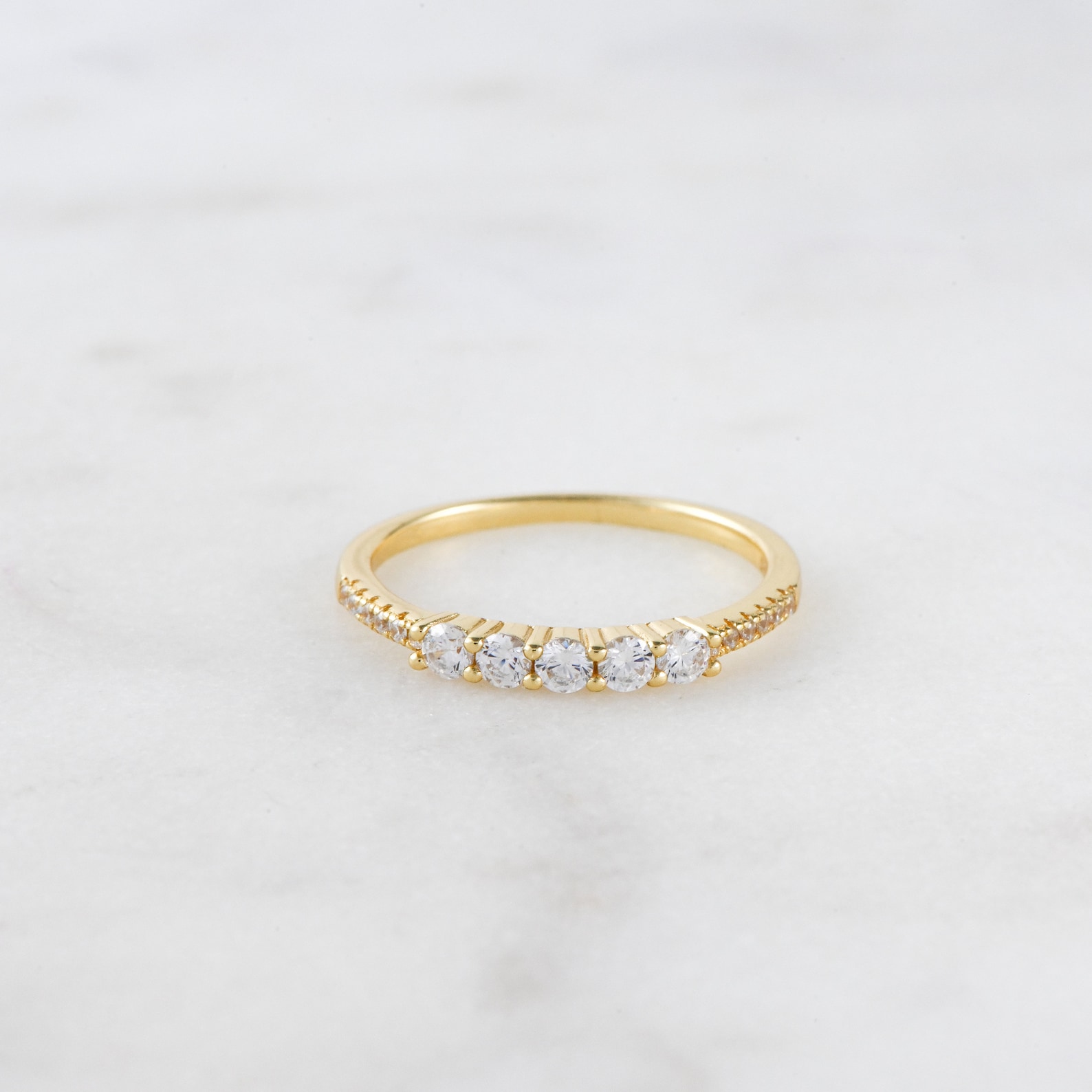 Dainty CZ Stacking Ring, Gold Minimalist Ring, CZ Ring, Simple Diamond ...