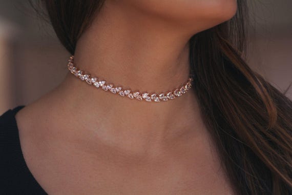 Diamant Choker CZ Choker Fancy Choker Halskette Abschlussball Schmuck Hochzeitsschmuck Brautjungfer Geschenk Birnenformiger Diamant Choker Statement Choker Etsy