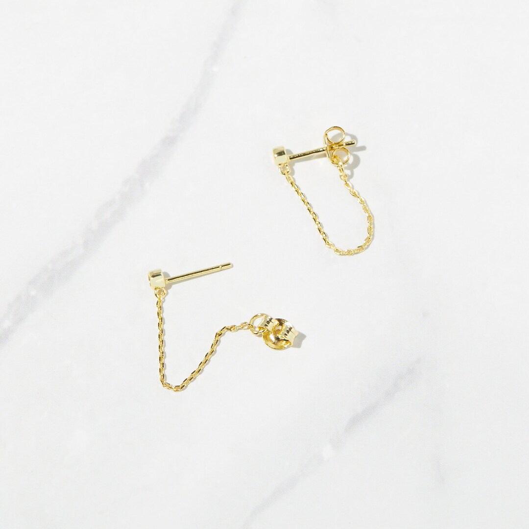 Chain Earrings, Chain and Stud Earrings, Dangle Chain Earrings, Stud ...
