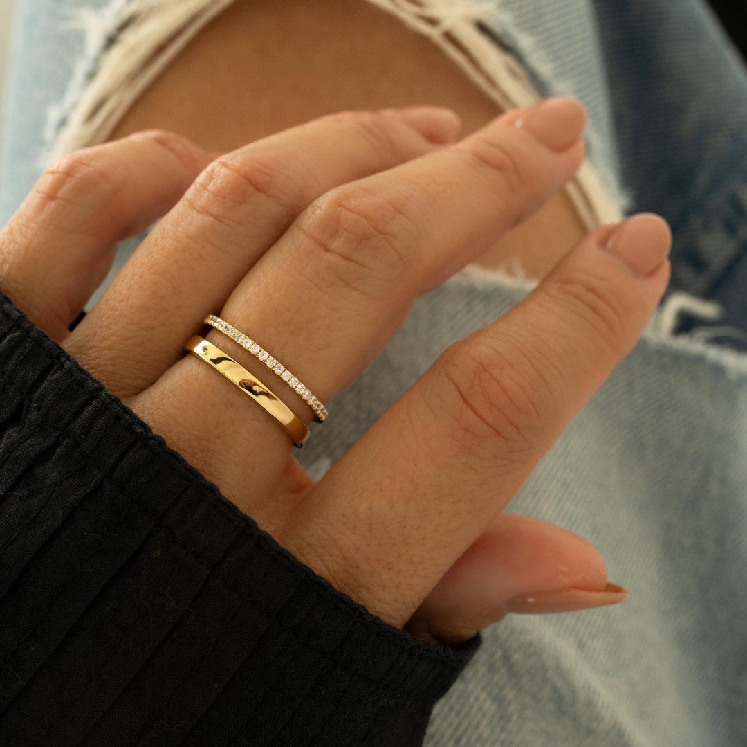 Double Band Ring, Dainty Ring, Wedding Band, Stacking Ring, Minimalist ...