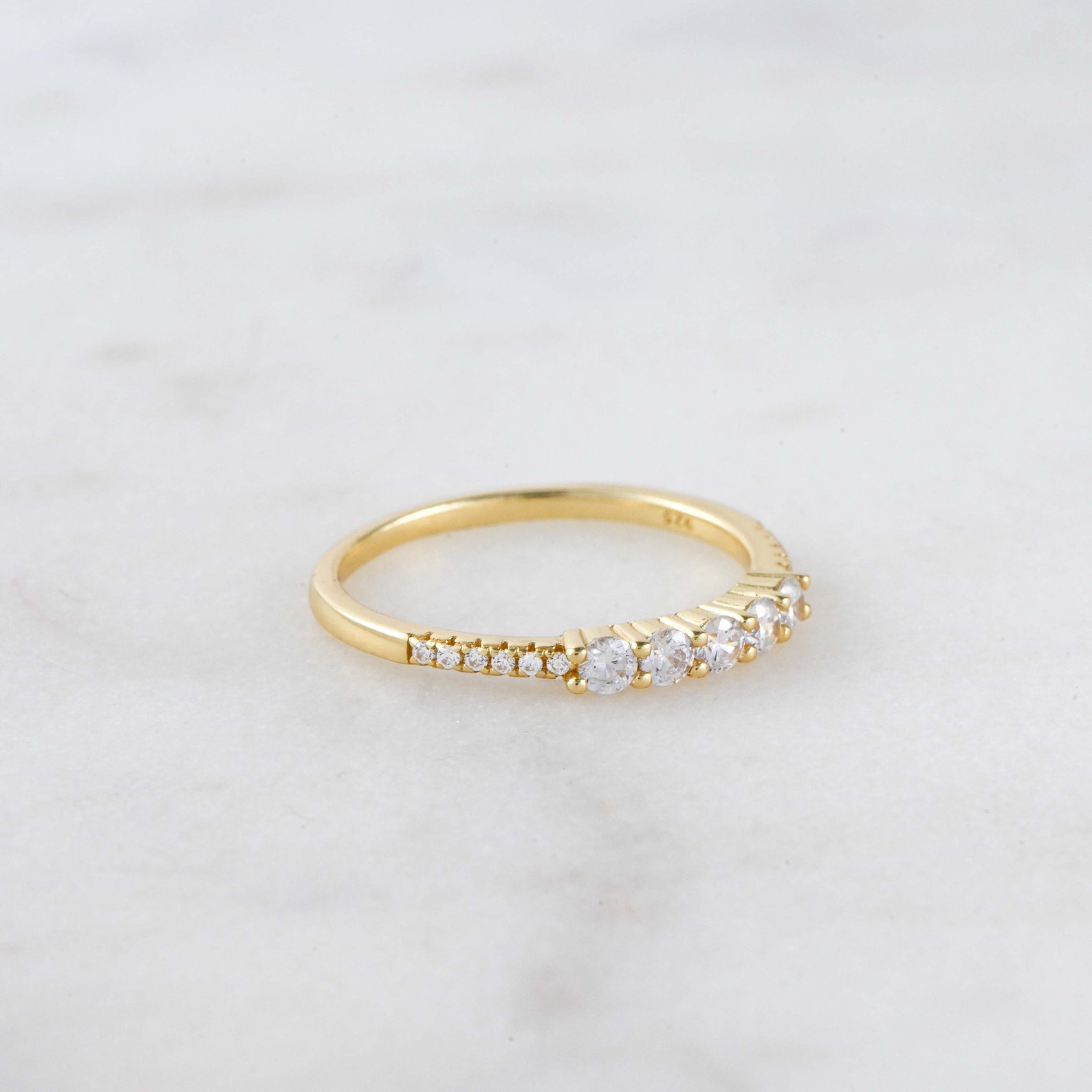 Dainty CZ Stacking Ring, Gold Minimalist Ring, CZ Ring, Simple Diamond ...