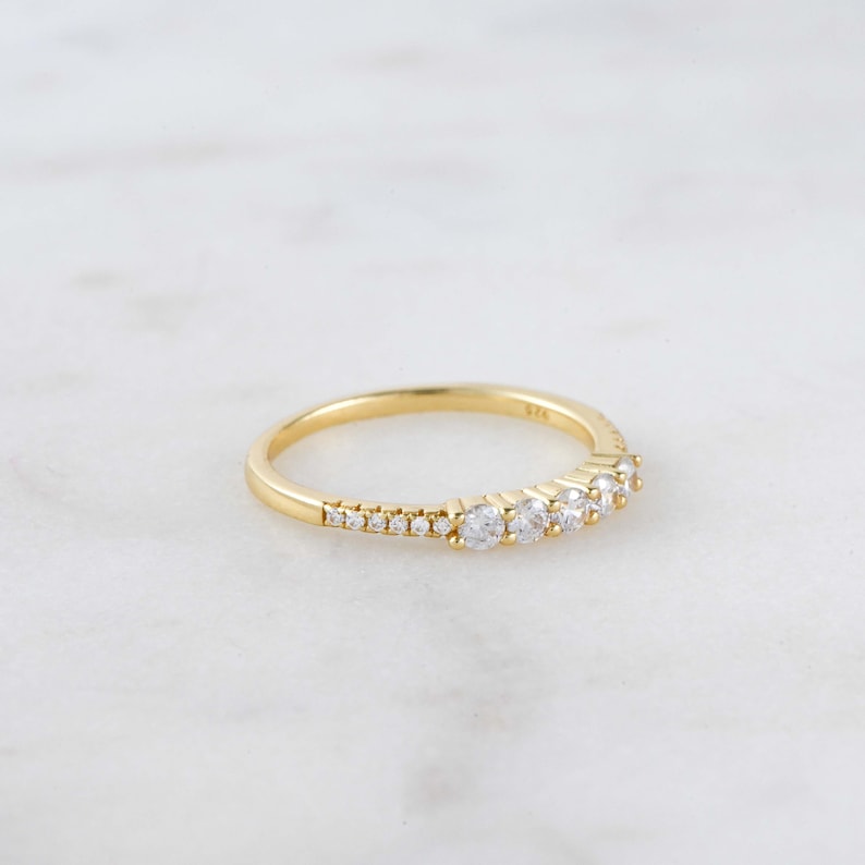 Dainty CZ Stacking Ring Gold Minimalist Ring CZ Ring Simple - Etsy