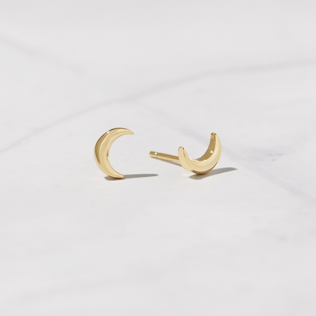 Moon Studs, Moon Earrings, Moon Stud Earrings, Crescent Moon Studs ...