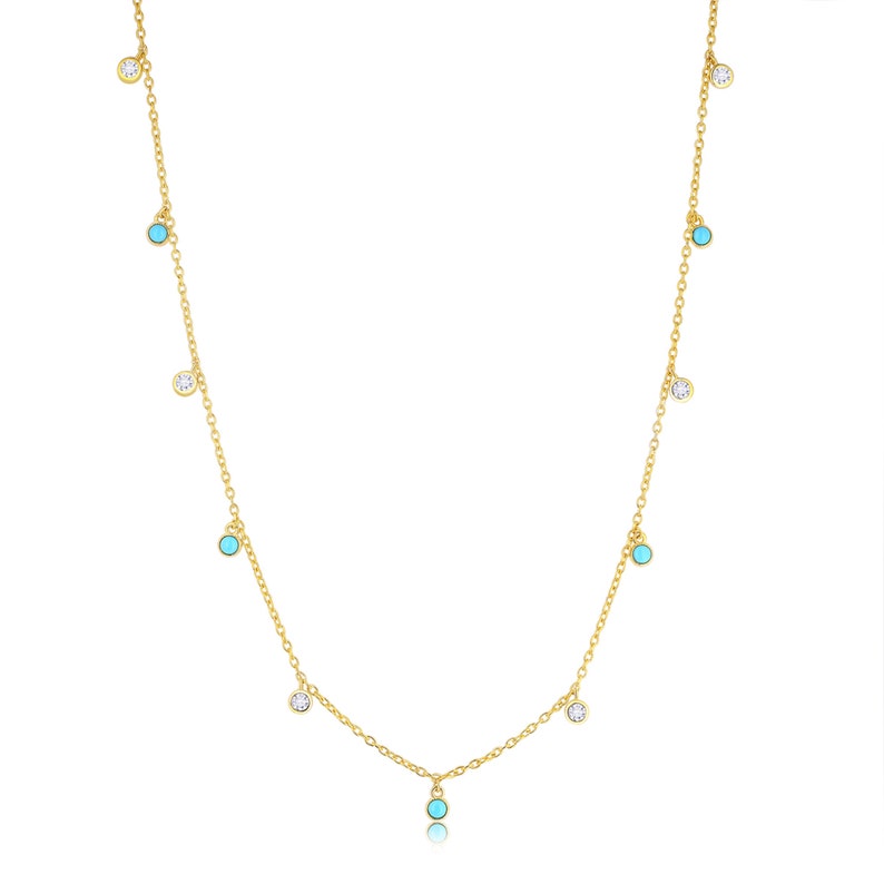 Turquoise Necklace Turquoise Charm Necklace Turquoise Jewelry Dangling ...