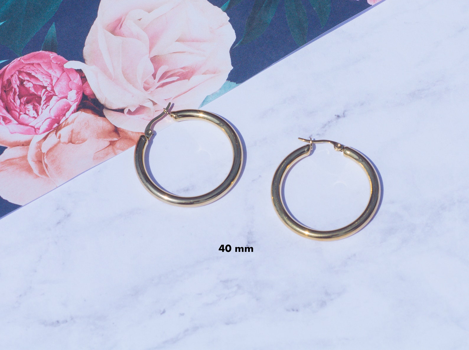 40mm Gold Hoop Earrings Large Hoop Earrings Tube Hoop Earrings - Etsy