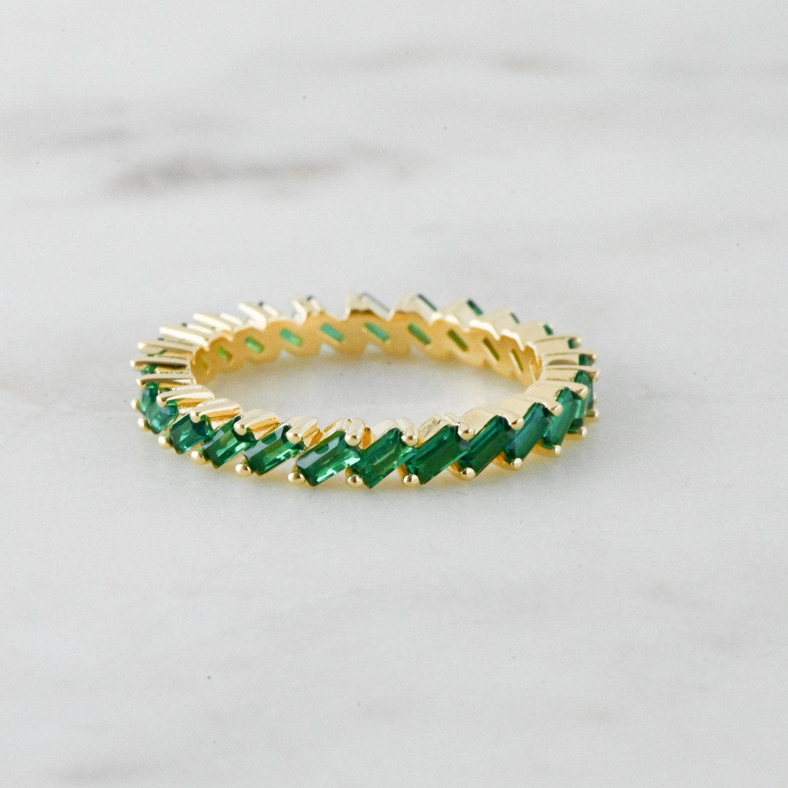 Emerald Baguette Eternity Band Baguette Ring Eternity Ring - Etsy