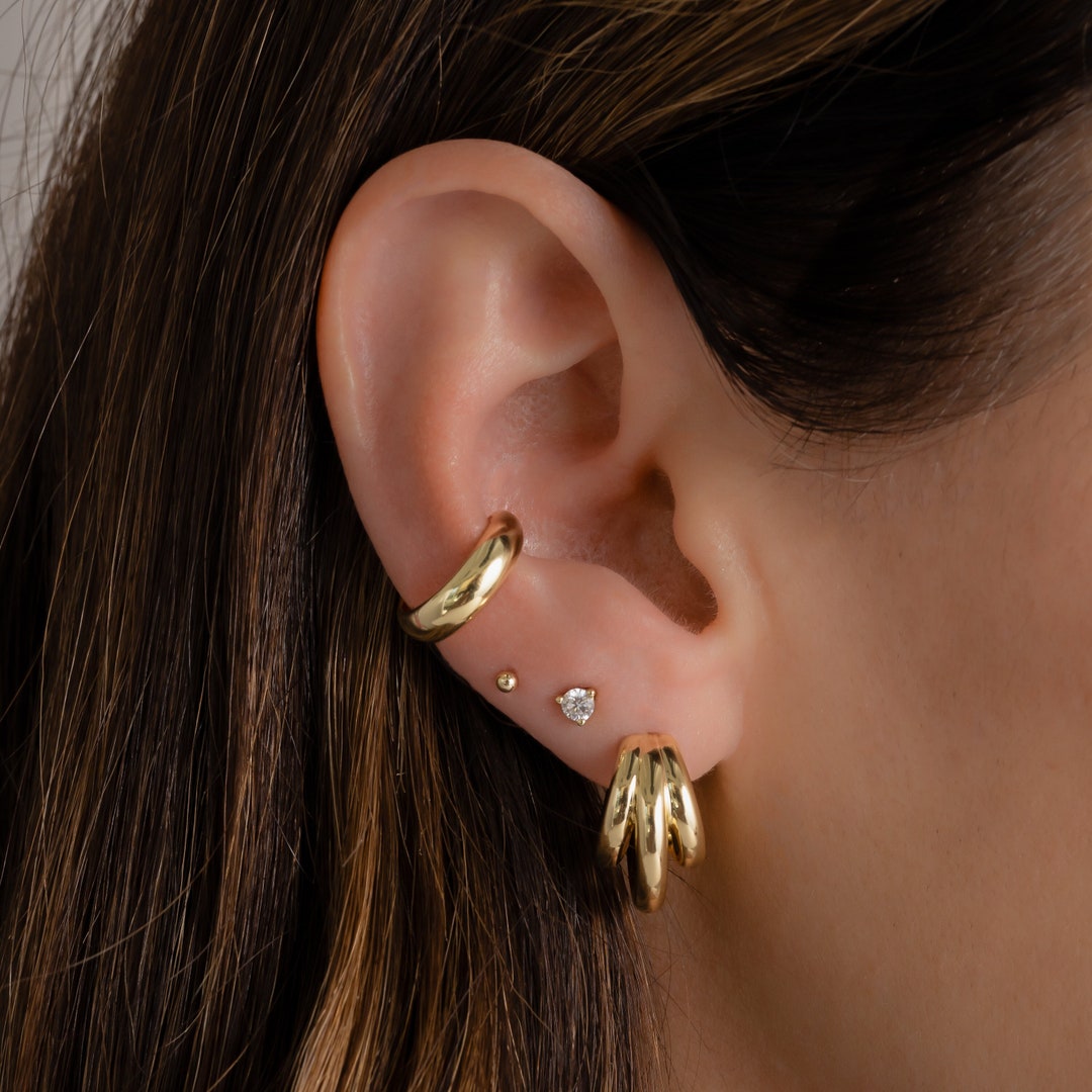 Ear Cuff, Chunky Ear Cuff, Gold Ear Cuff, No Piercing Earring, Gift for ...