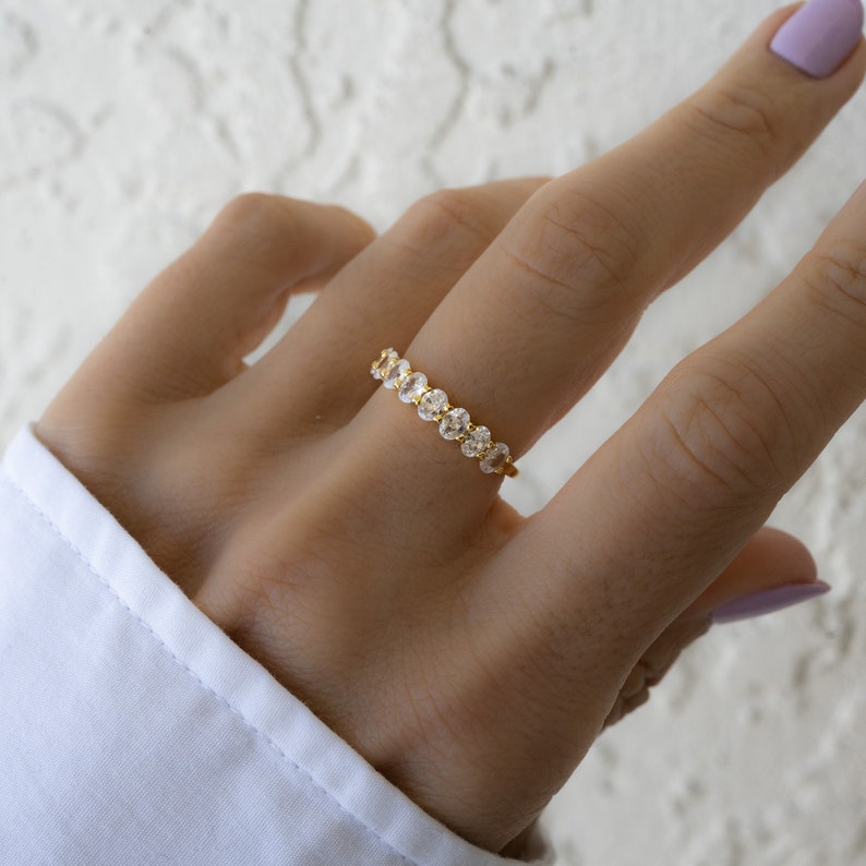 Oval Diamond Ring Stacking Ring Diamond Band Wedding Band - Etsy