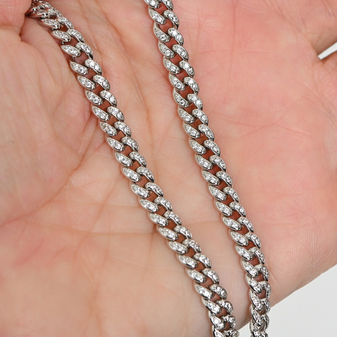 Pave Chain Necklace Cuban Link Necklace Pave Cuban Link - Etsy