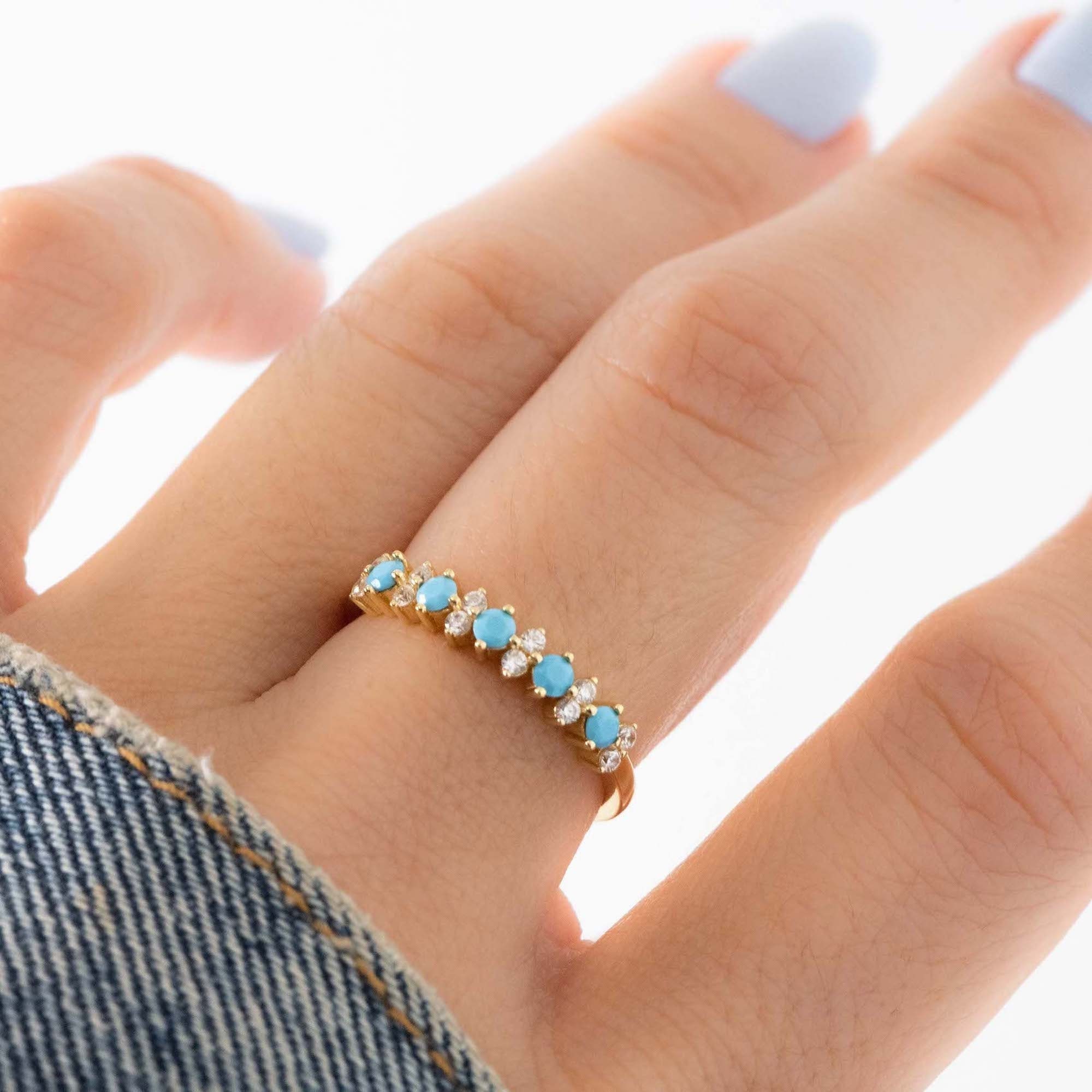 Dainty Turquoise Ring Turquoise Stacking Ring Delicate - Etsy
