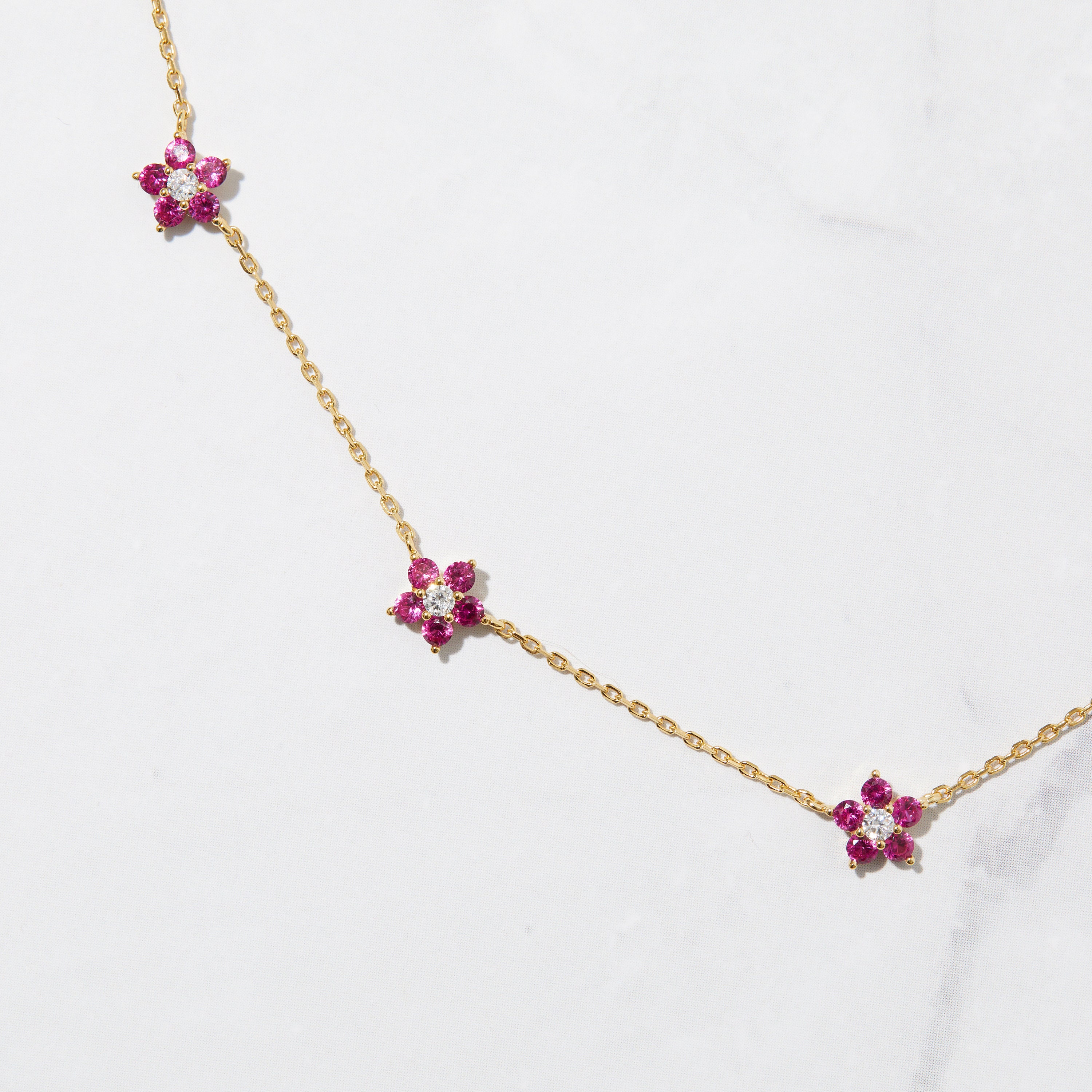 Ruby Necklace Flower Necklace Daisy Necklace Dainty Flower - Etsy