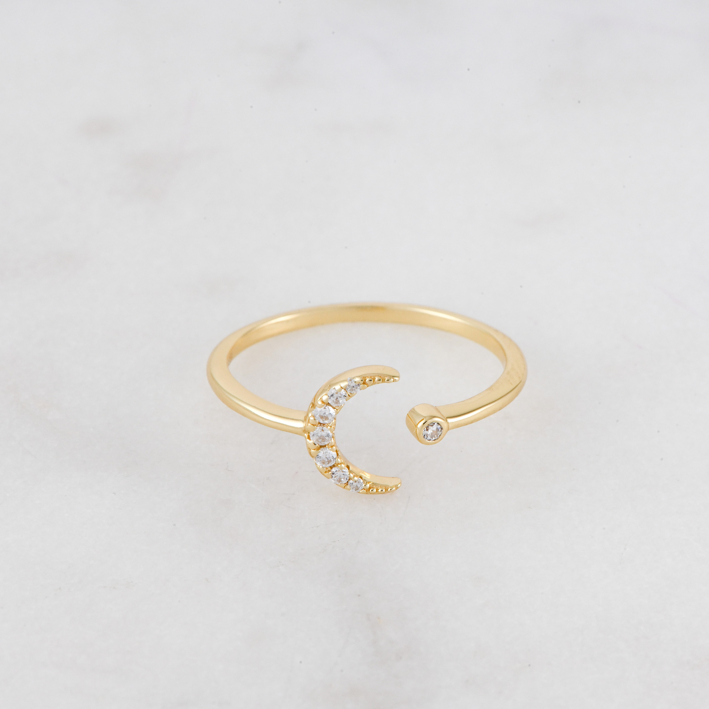 Crescent Moon Ring Dainty Moon Ring Adjustable Ring | Etsy