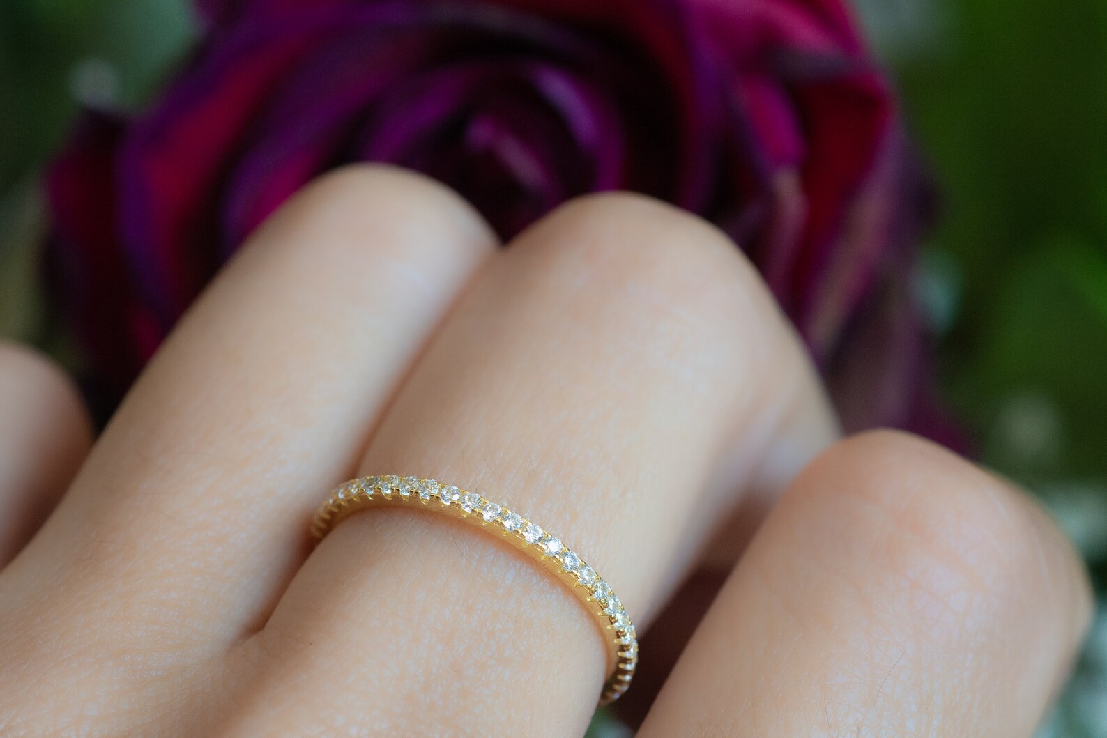 Dainty Stacking Ring Gold Minimalist Ring CZ Ring Simple - Etsy