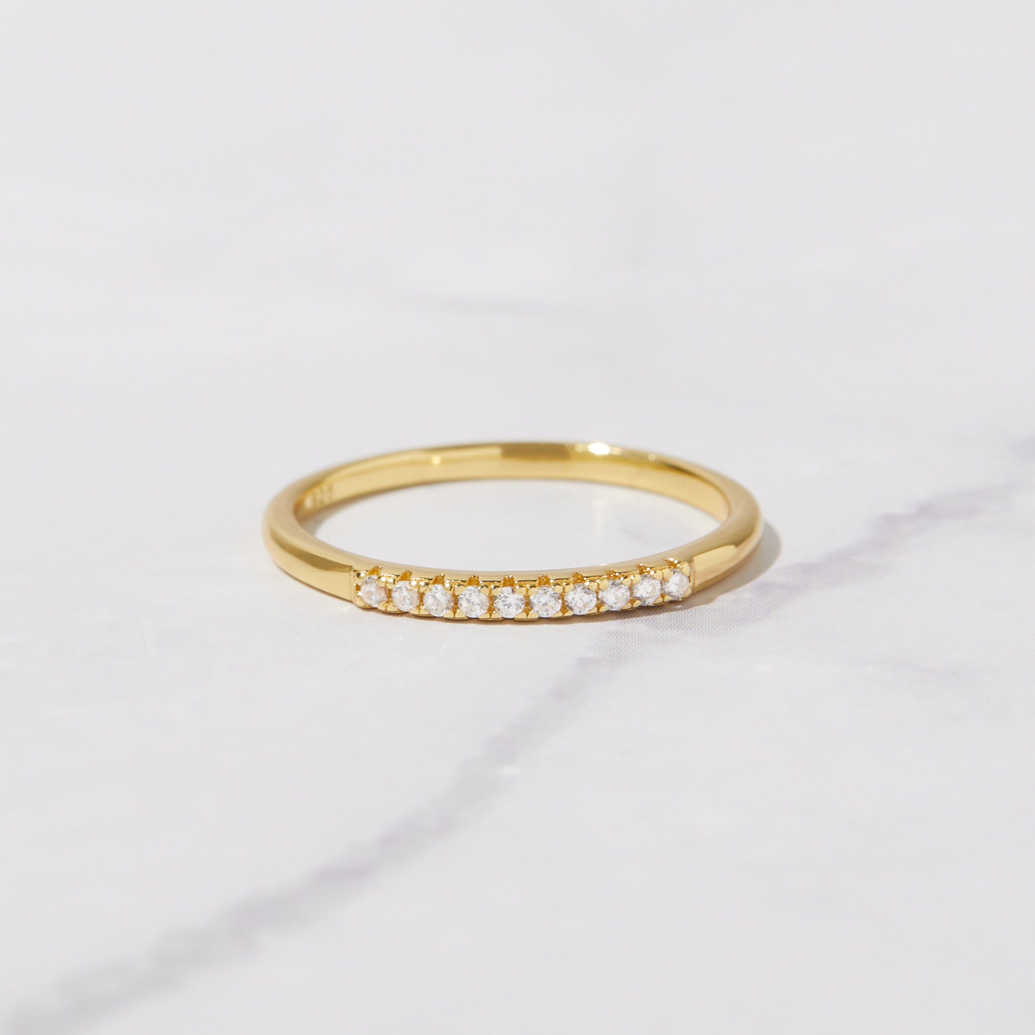 Simple CZ Band Dainty Stacking Ring Gold Minimalist Ring CZ - Etsy