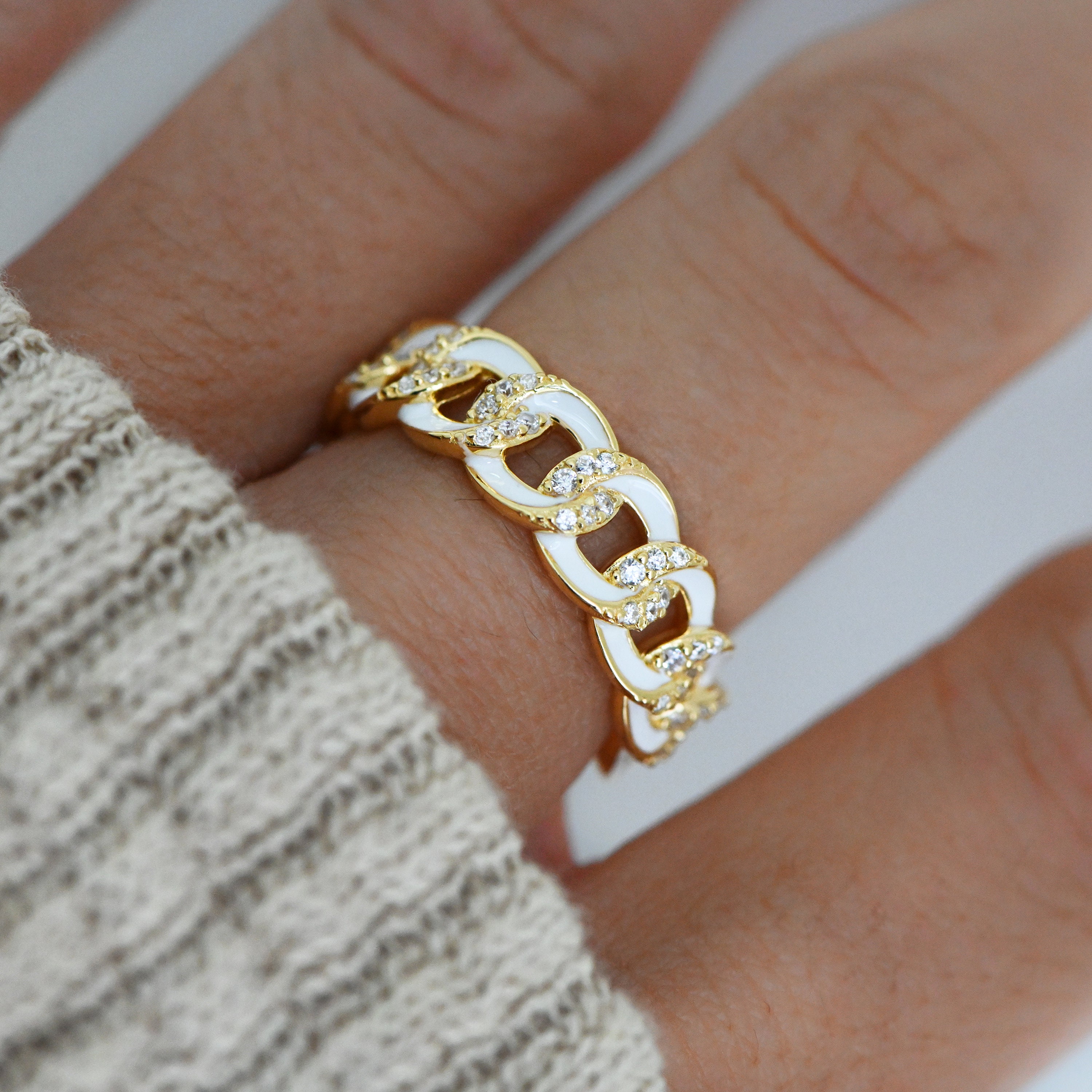 Chain Ring Gold Chain Ring Statement Ring Chunky Ring Curb | Etsy