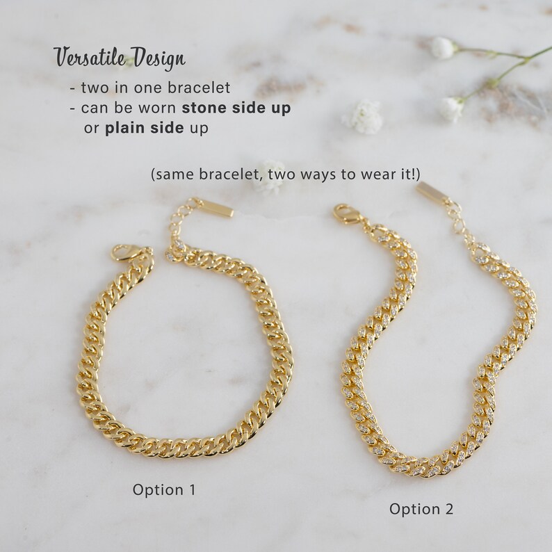 Cuban Link Bracelet Chain Bracelet Pave Cuban Link Curb - Etsy