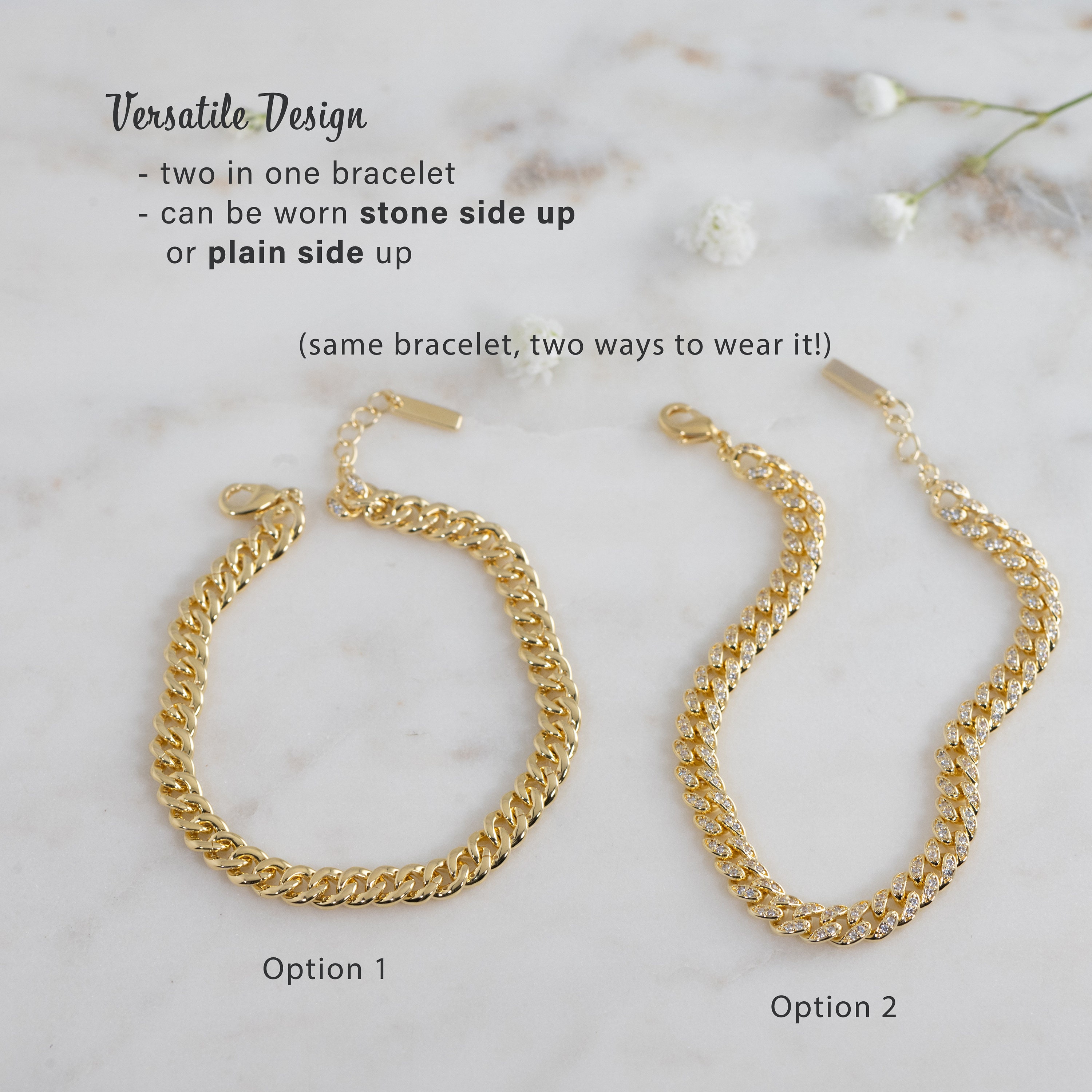 Cuban Link Bracelet Chain Bracelet Pave Cuban Link Curb | Etsy