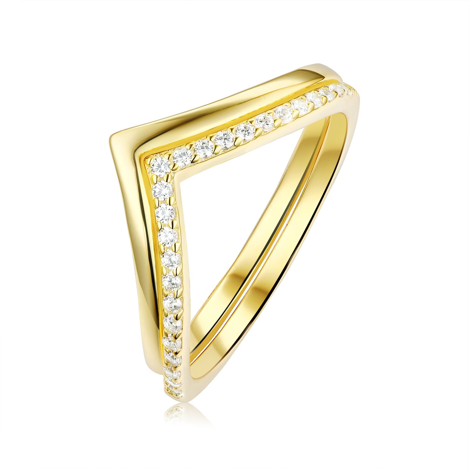 V Ring Set, Stacking Ring, Chevron Ring, Minimalist Ring, Wedding Band ...