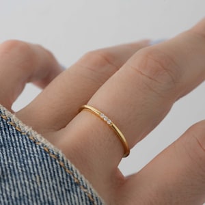 Dainty Ring, Gold Minimalist Ring, Stacking Ring, Simple Diamond Ring ...