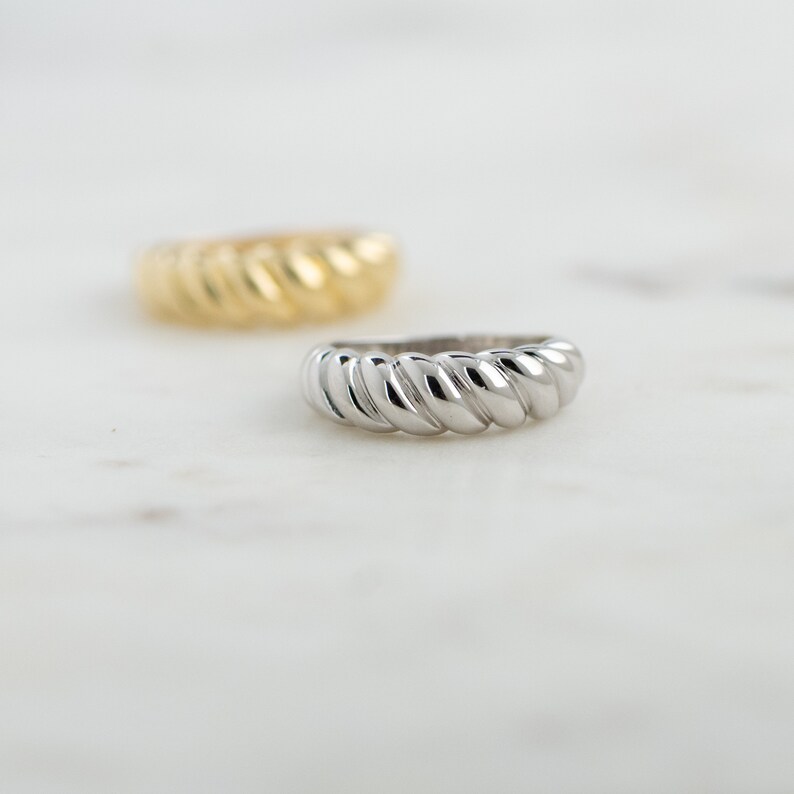 Croissant Ring Gold Croissant Ring Twist Ring Signet Ring | Etsy