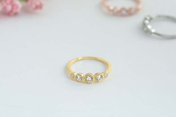 Dainty CZ Stacking Ring Gold Minimalist Ring CZ Ring Simple - Etsy