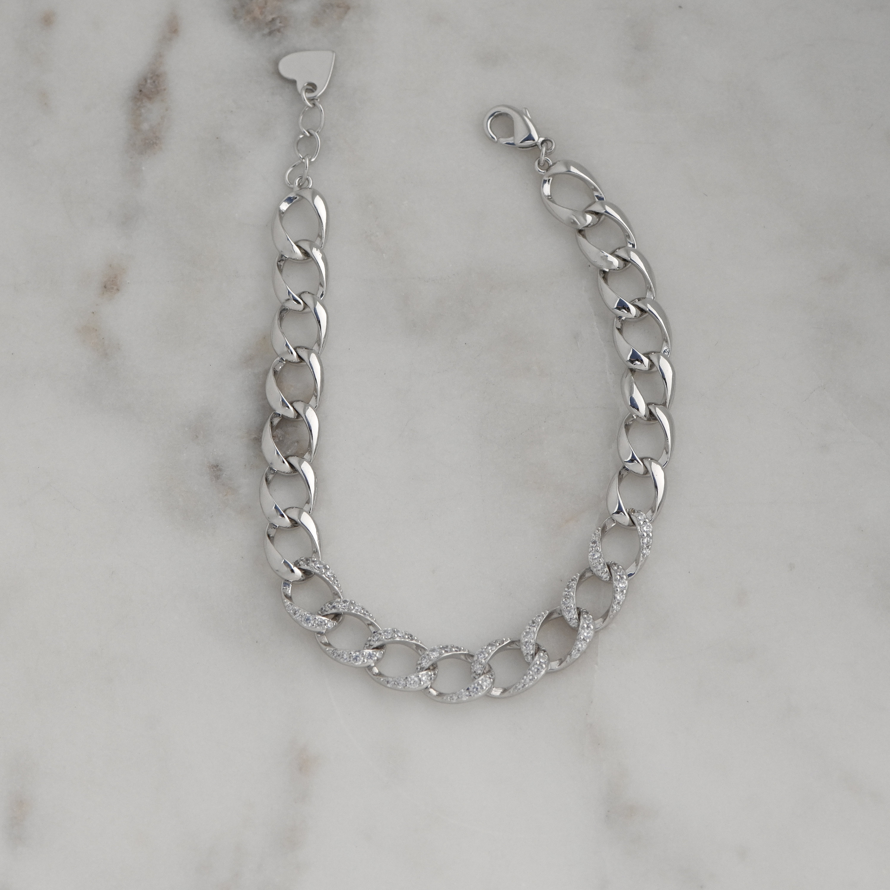 Chain Bracelet Cuban Link Bracelet Pave Cuban Link Curb - Etsy