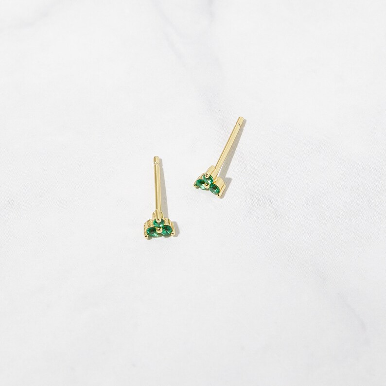 Tiny Emerald Stud Earrings Emerald Studs Stud Earrings - Etsy