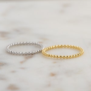 Dainty Ring, Beaded Ring, Stacking Rings, Gold Minimalist Ring ...