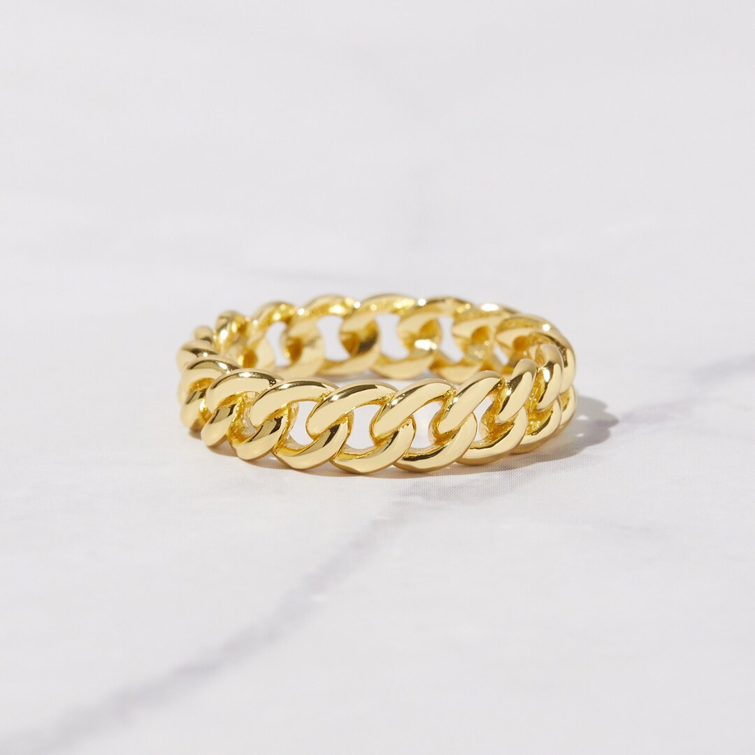Chain Ring, Gold Chain Ring, Statement Ring, Chunky Ring, Curb Chain ...