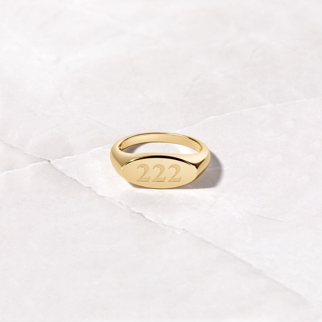 Angel Number Signet Ring, 222 Ring, 222 Angel Number Ring, Personalized ...